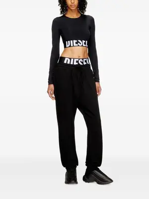 DIESEL® Logo Cropped Long Sleeve Top - Black