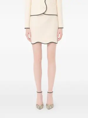 Valentino Garavani Wool And Silk Blend Skirt With Scalloped Hem