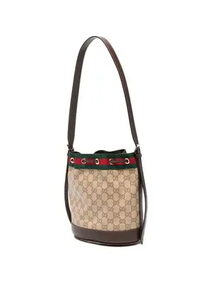 Gucci Mini Bucket Bag With Signature Web Stripe - Beige