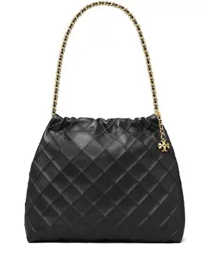 Tory Burch Fleming Leather Hobo Bag - Black