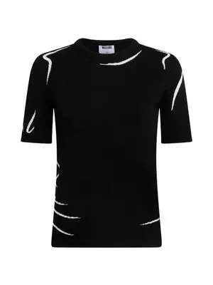 Moschino Scribble-print Short-sleeve Sweater - Black