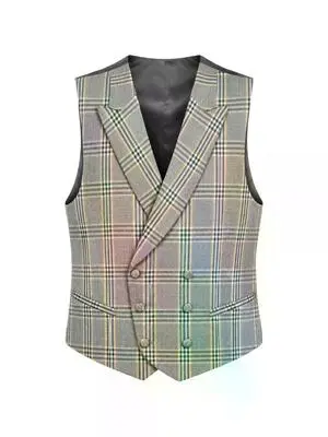 ETIEM TEXTIL S.L. Check-pattern Double-breasted Waistcoat - Grey
