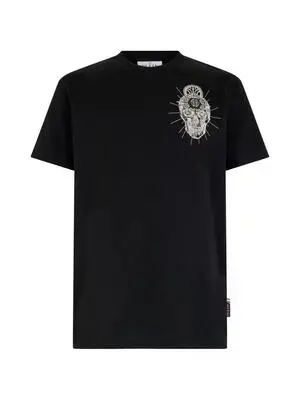 Philipp Plein Round-neck Skull-embroidery T-shirt