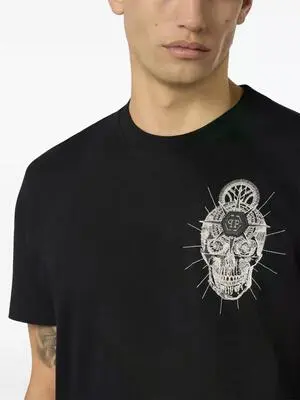 Philipp Plein Round-neck Skull-embroidery T-shirt