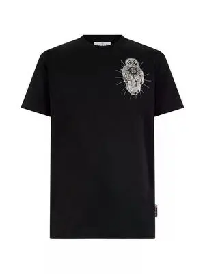 Philipp Plein Round Neck T-shirt Chest Embroidery Skull - Black