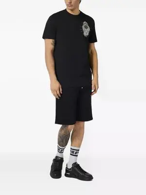 Philipp Plein Round Neck T-shirt Chest Embroidery Skull