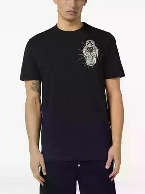 Philipp Plein Round Neck T-shirt Chest Embroidery Skull