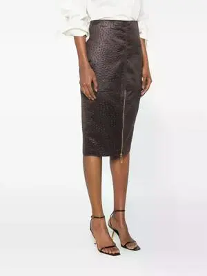 Elisabetta Franchi Ostrich-effect Midi Pencil Skirt