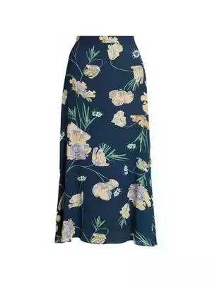 Erdem Floral Print A-line Midi Skirt - Blue