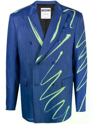 Moschino Graphic-print Double-breasted Blazer - Blue