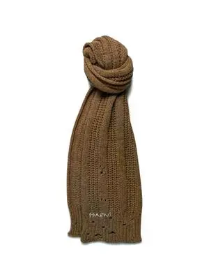 Marni Ribbed-knit Distressed Scarf - Brown