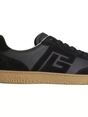 Balmain Swan Suede And Smooth Leather Trainers - Black