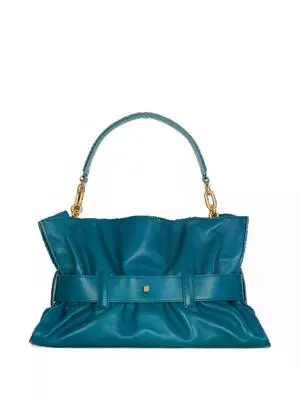 Balmain Medium Anthem Bag In Smooth Leather - Blue