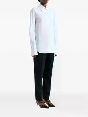 Balmain Cotton Poplin Shirt With Lion Head Button Detail