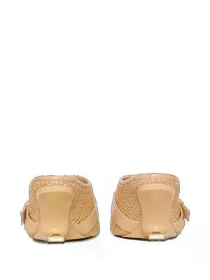 Balmain Anthem No Wedge Mules In Smooth Leather And Raffia