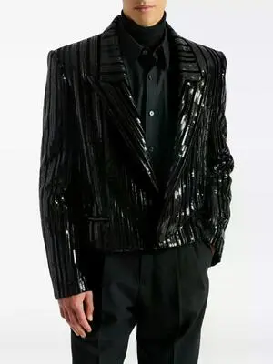 Balmain Cropped Sequin Velvet Jacket