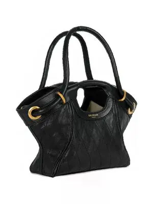 Balmain Small Smooth Leather Tote - Black