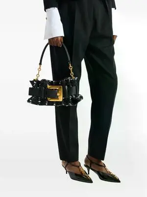 Balmain Mini Anthem Bag In Smooth Leather And Tweed