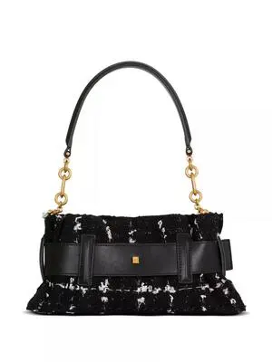 Balmain Mini Anthem Bag In Smooth Leather And Tweed