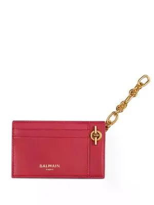 Balmain Pulse Card Holder In Smooth Leather - Red