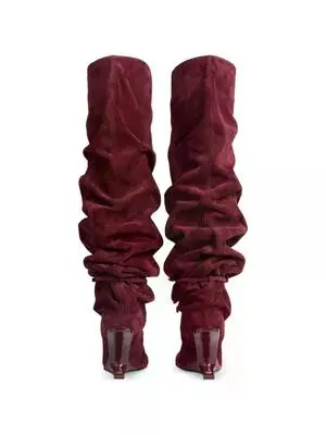 Balmain Suede Leather Thigh-high Boots With Tassel And Gold Buckle