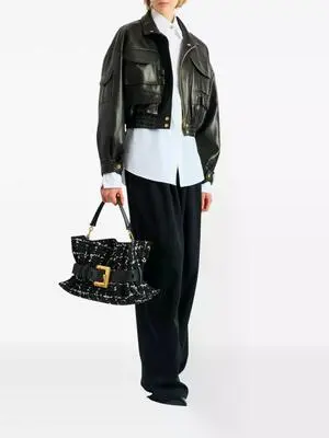 Balmain Medium Anthem Bag In Tweed - Black