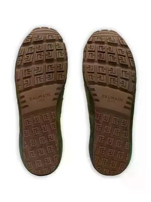 Balmain Racer Trainers In Mesh And Suede - Green