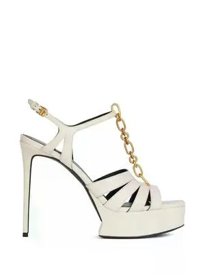 Balmain Smooth Leather Sync Platform Sandals - Neutrals
