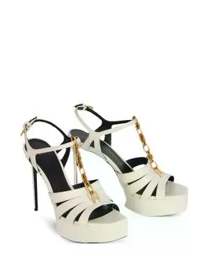 Balmain Smooth Leather Sync Platform Sandals - Neutrals