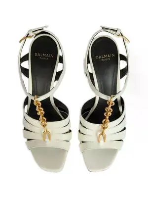 Balmain Smooth Leather Sync Platform Sandals - Neutrals