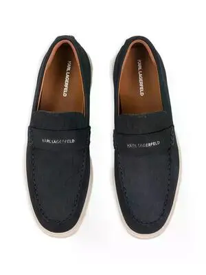 Karl Lagerfeld Monogram Embossed Leather Loafers