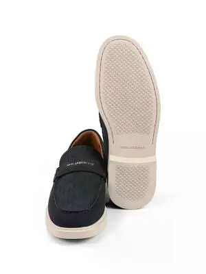 Karl Lagerfeld Monogram Embossed Leather Loafers