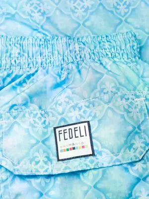 Fedeli Recycled Polyester Swim Shorts With Habibi Print