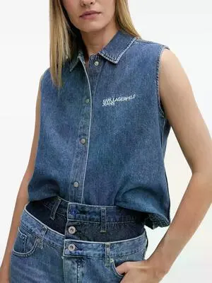 Karl Lagerfeld Sleeveless Shirt With Logo Embroidery