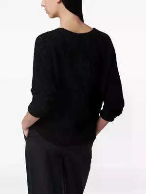 DUNST Crochet-knit Crew Neck Sweater