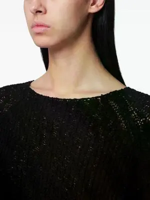 DUNST Crochet-knit Crew Neck Sweater