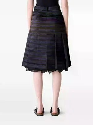 Sacai Striped Pleated Midi Skirt