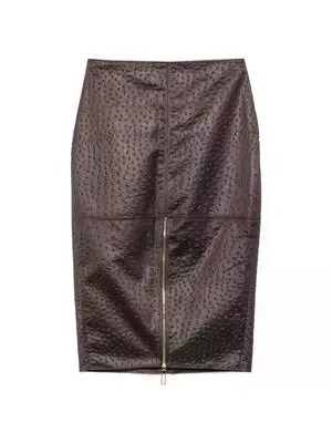 Elisabetta Franchi Ostrich-effect Midi Pencil Skirt