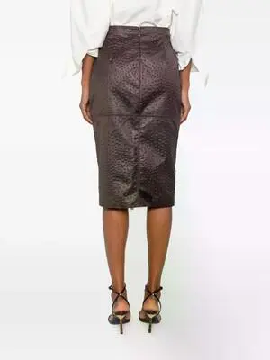 Elisabetta Franchi Ostrich-effect Midi Pencil Skirt
