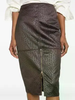 Elisabetta Franchi Ostrich-effect Midi Pencil Skirt