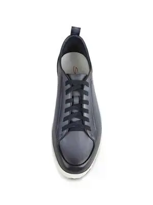 Santoni Logo Debossed Leather Sneakers
