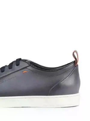 Santoni Logo Debossed Leather Sneakers
