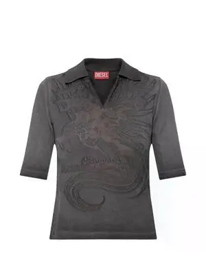 DIESEL® T-bea" Burnout Logo V-neck T-shirt - Grey
