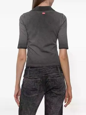 DIESEL® T-bea" Burnout Logo V-neck T-shirt - Grey