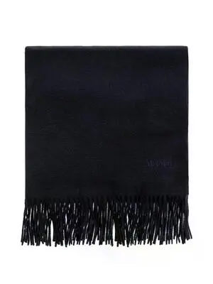 Max Mara Fringed Logo-embroidered Scarf - Blue