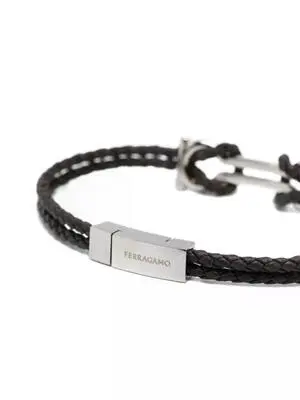 FERRAGAMO Gancini Braided Bracelet - Silver
