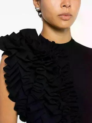 A.W.A.K.E. Mode Asymmetric Ruffled Knit Top