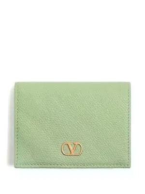 Valentino Garavani Vlogo Signature Grainy Calfskin Wallet - Green