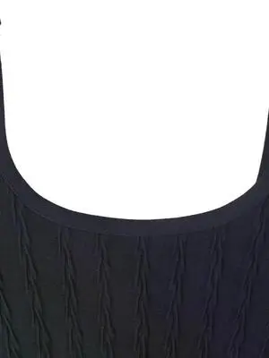 Herve Leger Navy Wool Cable-knit A-line Dress