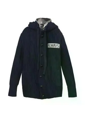 Valentino Garavani Rib Knit Metallic Hooded Jacket
